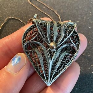 unbranded | Jewelry | Vintage Filigree Victorian Silver Heart Coin ...